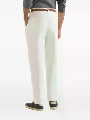 Brunello Cucinelli Pleated Cotton And Linen Canvas Trousers