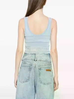 Sandro Lace-trim Knit Crop Top - Blue