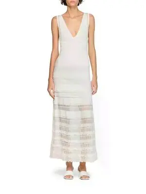 Sandro Pointelle-knit Tiered Maxi Dress - Neutrals
