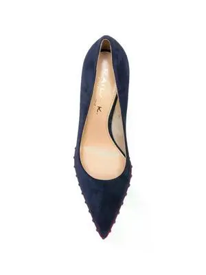RAYLA K Suede Pointed Toe Block Heel Pumps