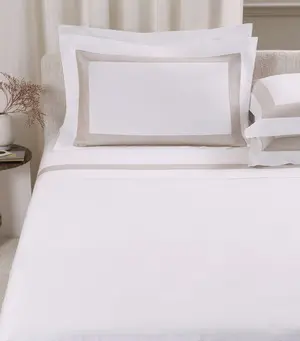 Frette Cotton Breeze Border King Flat Sheet Set - Grey