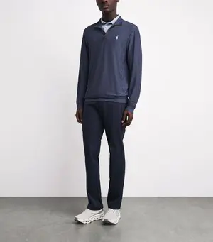Rlx Ralph Lauren Quarter-zip Mesh Polo Pony Sweatshirt - Navy
