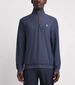 Rlx Ralph Lauren Quarter-zip Mesh Polo Pony Sweatshirt - Navy