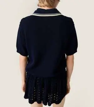 Miu Miu Collared Crochet Polo Sweater