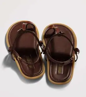 Miu Miu Leather Slingback Sandals With Knot Detailing
