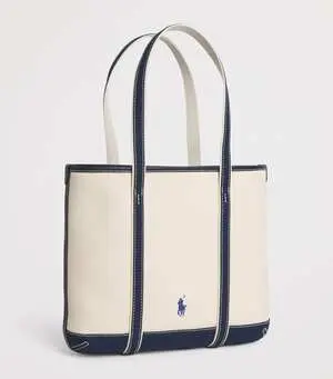 Polo Ralph Lauren Canvas Tote Bag With Polo Bear Applique - Ivory