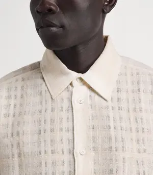 WON HUNDRED Cotton-blend Check Short-sleeve Shirt - Ivory