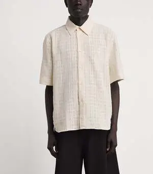 WON HUNDRED Cotton-blend Check Short-sleeve Shirt - Ivory