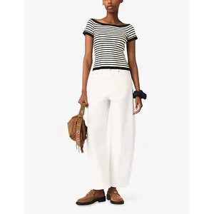 Maje Striped Boat-neck Knitted Top