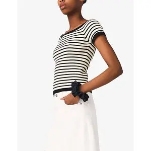 Maje Striped Boat-neck Knitted Top