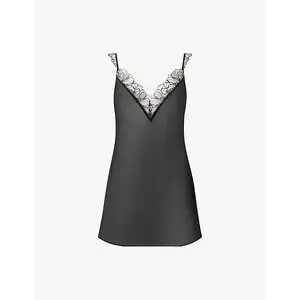 Bluebella Amarosa Sheer Chiffon Chemise Nightdress - Black/sheer