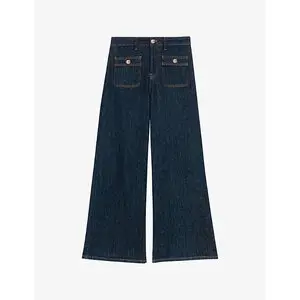 Maje Straight-leg High-rise Cropped Denim Jeans - Navy