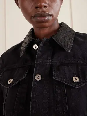 Bottega Veneta Intrecciato Leather-trimmed Denim Jacket