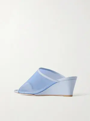 AeydĒ Suzanne Mesh Wedge Mules - Blue