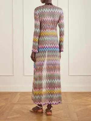 Missoni Striped Metallic Crochet-knit Coverup