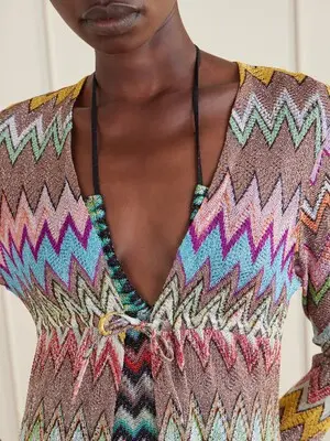 Missoni Striped Metallic Crochet-knit Coverup