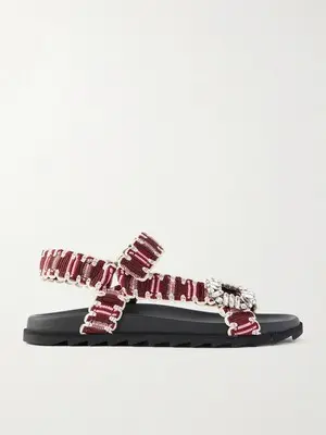 ROGER VIVIER Embellished Braided Flat Sandals