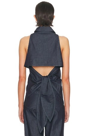 SIMONMILLER Sleeveless Chambray Button-up Top