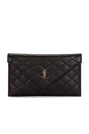 Saint Laurent Saint Laurent Agneau Plume Matelasse Pouch Nero
