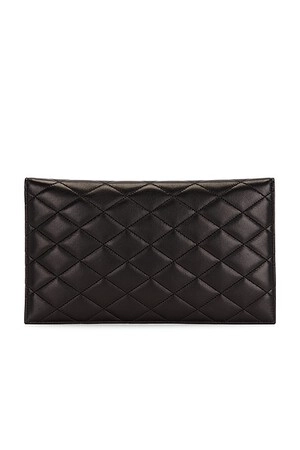 Saint Laurent Agneau Plume Matelasse Pouch - Nero