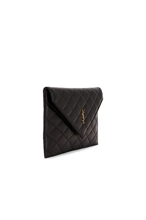 Saint Laurent Agneau Plume Matelasse Pouch - Nero