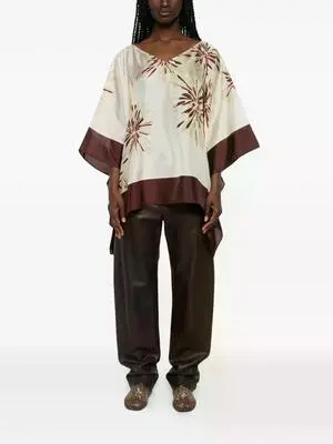 Brunello Cucinelli Floral-print Silk Blouse - Neutrals