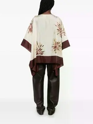 Brunello Cucinelli Floral-print Silk Blouse - Neutrals