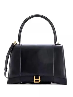 Balenciaga Hourglass Top Handle Bag Leather Medium Satchel - Black