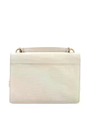 Saint Laurent Sunset Top Handle Chain Wallet Crocodile Embossed Leather Crossbody Bag Neutrals