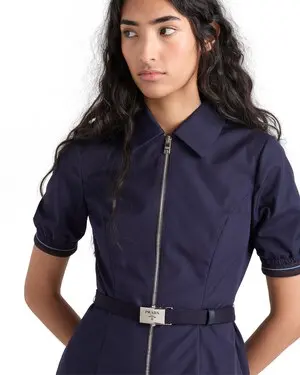 Prada Poplin Dress With Zipper Closure - Navy