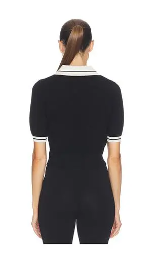 MALBON Mikayla Knit Polo Top - Black