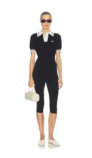 MALBON Mikayla Knit Polo Top - Black