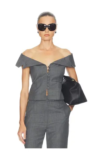 GANNI Wool Melange Suiting Vest - Grey