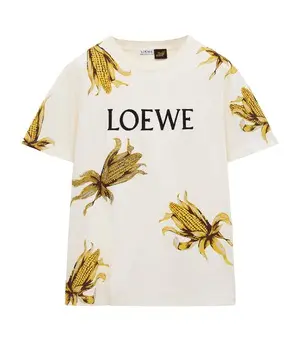 Loewe X Paula's Ibiza Cotton-blend Corn Motif T-shirt - Burgundy
