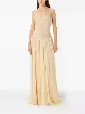 Blumarine Lace-trimmed Georgette Maxi Dress