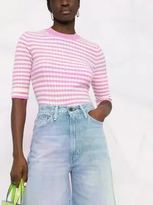 GANNI Striped Cashmere-wool Blend Top