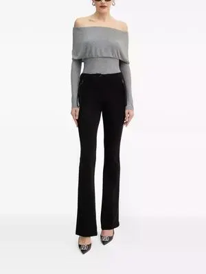 Guess Off-shoulder Ribbed Knit Long-sleeve Top