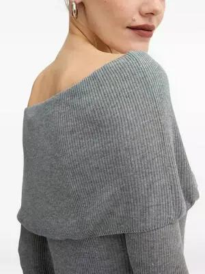 Guess Off-shoulder Ribbed Knit Long-sleeve Top