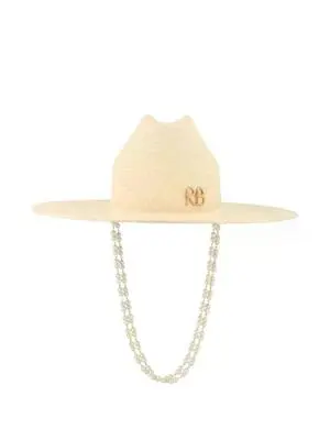 Ruslan Baginskiy Pearl-embellished Straw Hat