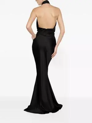 ALEXIA & ANTONIA Draped Halter Silk Blouse