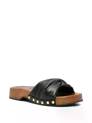 GANNI Studded Knot Detail Slip-on Sandals - Black