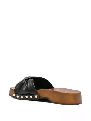 GANNI Studded Knot Detail Slip-on Sandals - Black