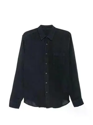 120% Lino Contrast-stitch Pocket Shirt