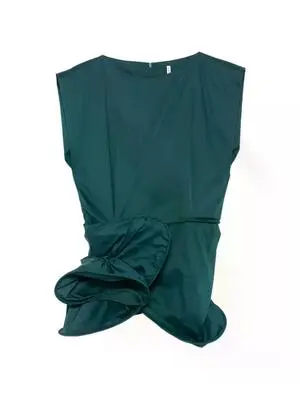 Liviana Conti Sleeveless Boat Neck Ruffled Blouse