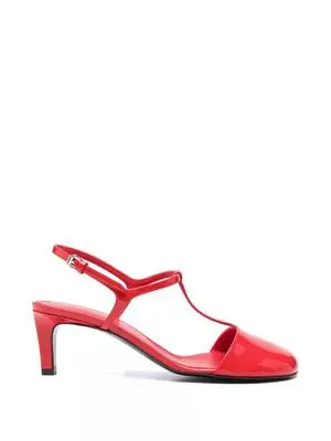 Plan C Patent Leather T-bar Pumps - Red