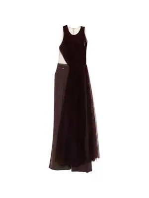Elisabetta Franchi Pleated Tulle Overlay Jumpsuit - Red