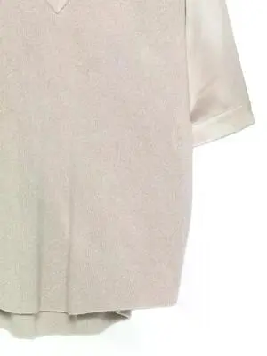 Max & Moi Silk-panelled Fine-knit T-shirt