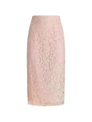 Dolce & Gabbana Floral Lace Midi Skirt - Pink