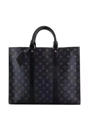 LOUIS VUITTON Sac Plat Nm 24h Bag Monogram Eclipse Canvas Tote Bag - Black