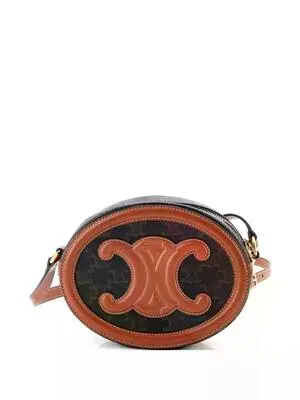 Celine Triomphe Oval Coated Canvas And Leather Crossbody Bag